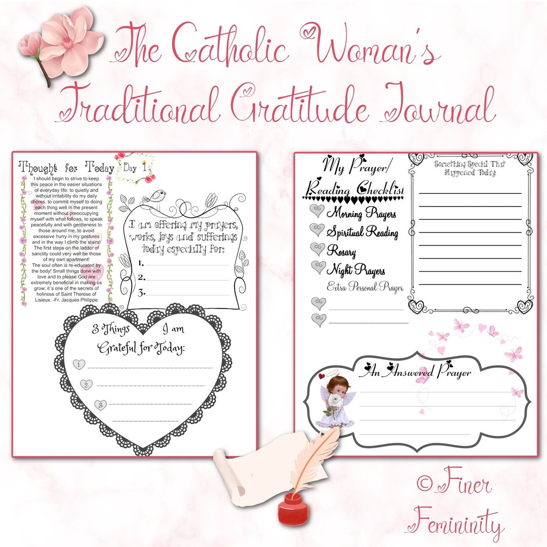 Catholic Woman's Traditional Gratitude Printable Journal~daily ...