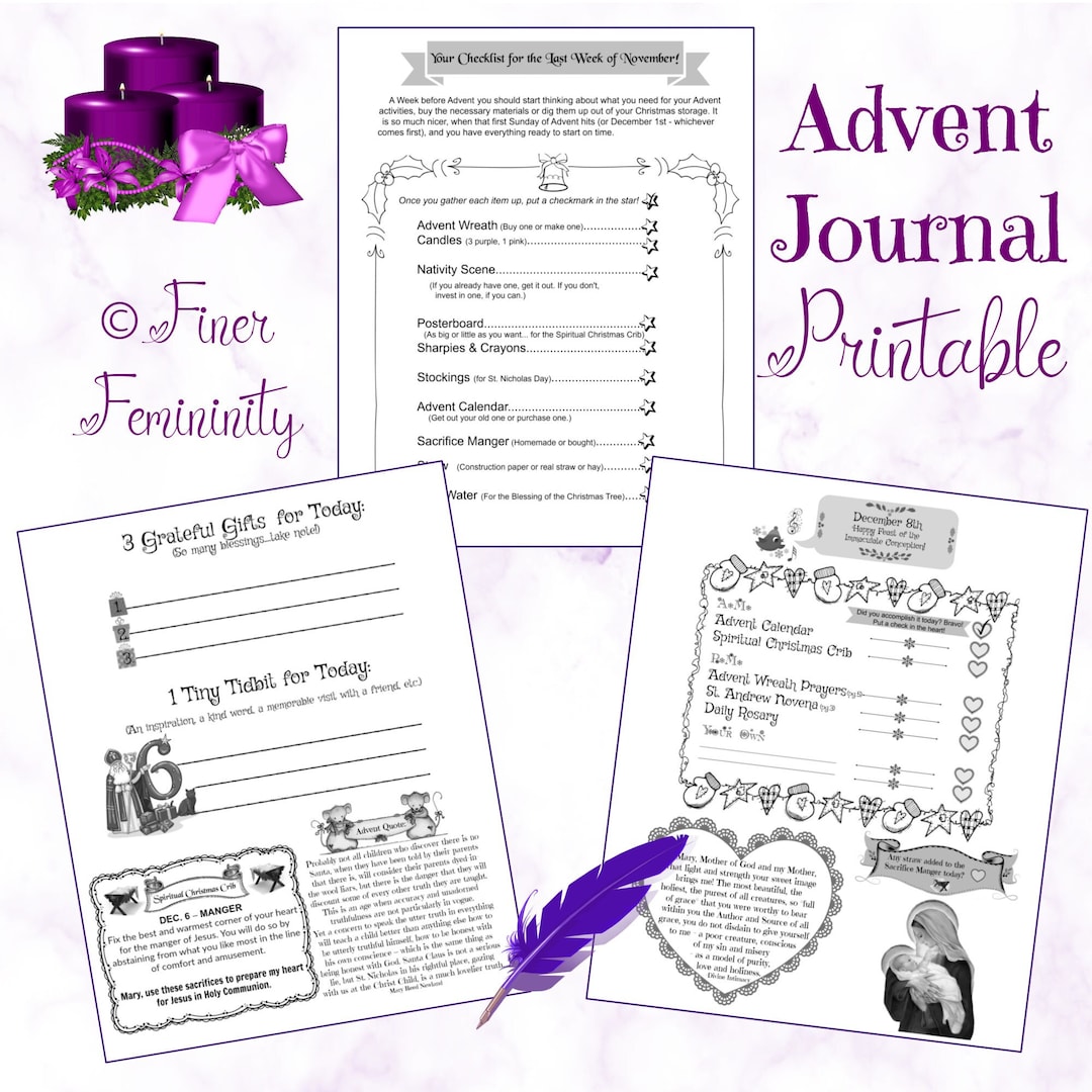 Advent Journal Printable~daily Checklist~spiritual Christmas Crib~st ...