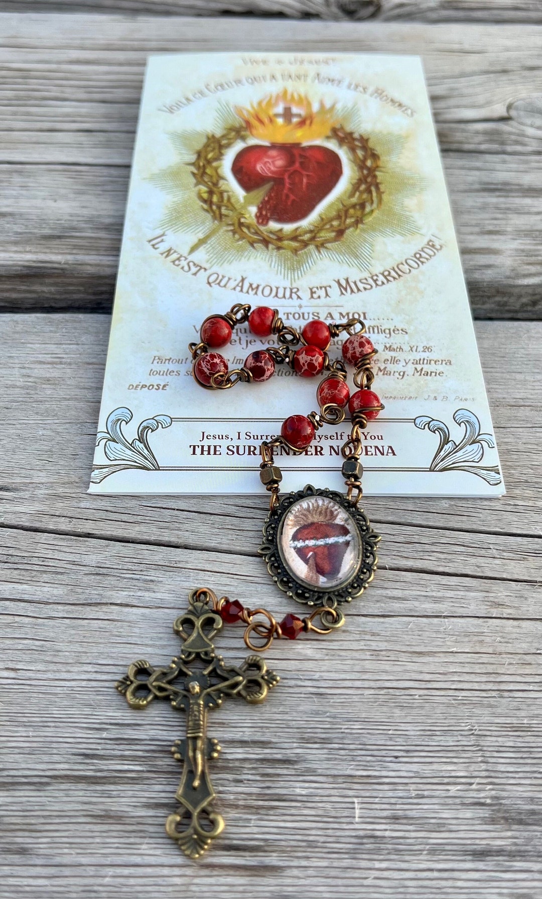 Surrender Novena Prayer Card and Wire Wrapped Chapletcatholic - Etsy