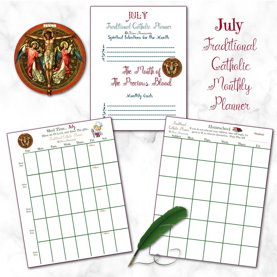 July ~ Printable Traditional Catholic Daily Planner ~ Meal Menu ...