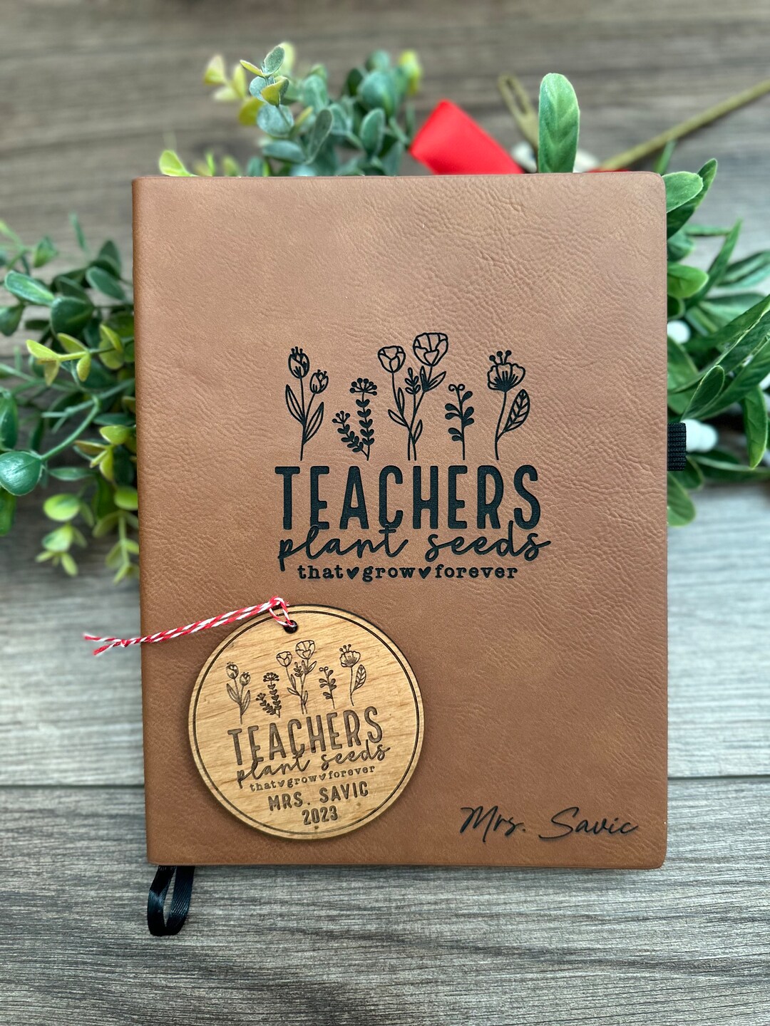 Personalized Teacher Appreciation Journal - Custom Engraved Leatherette ...