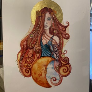Moon Goddess With Gold Leaf - Etsy