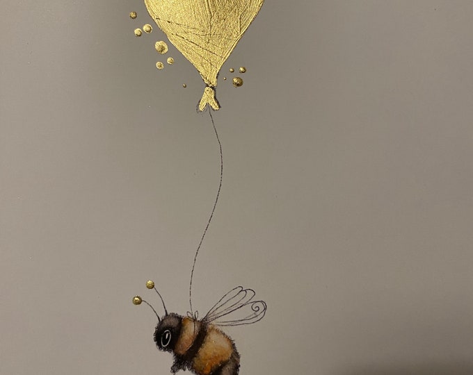 Bee My Golden Balloon With Gold Leaf - Etsy