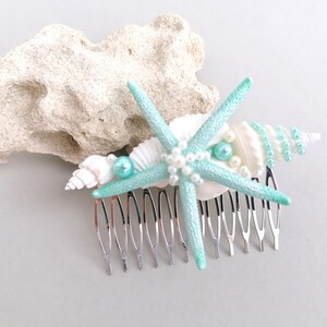 Seashell Hair Comb Aqua Mint Blue Beach Wedding,beach Hair Accessory ...