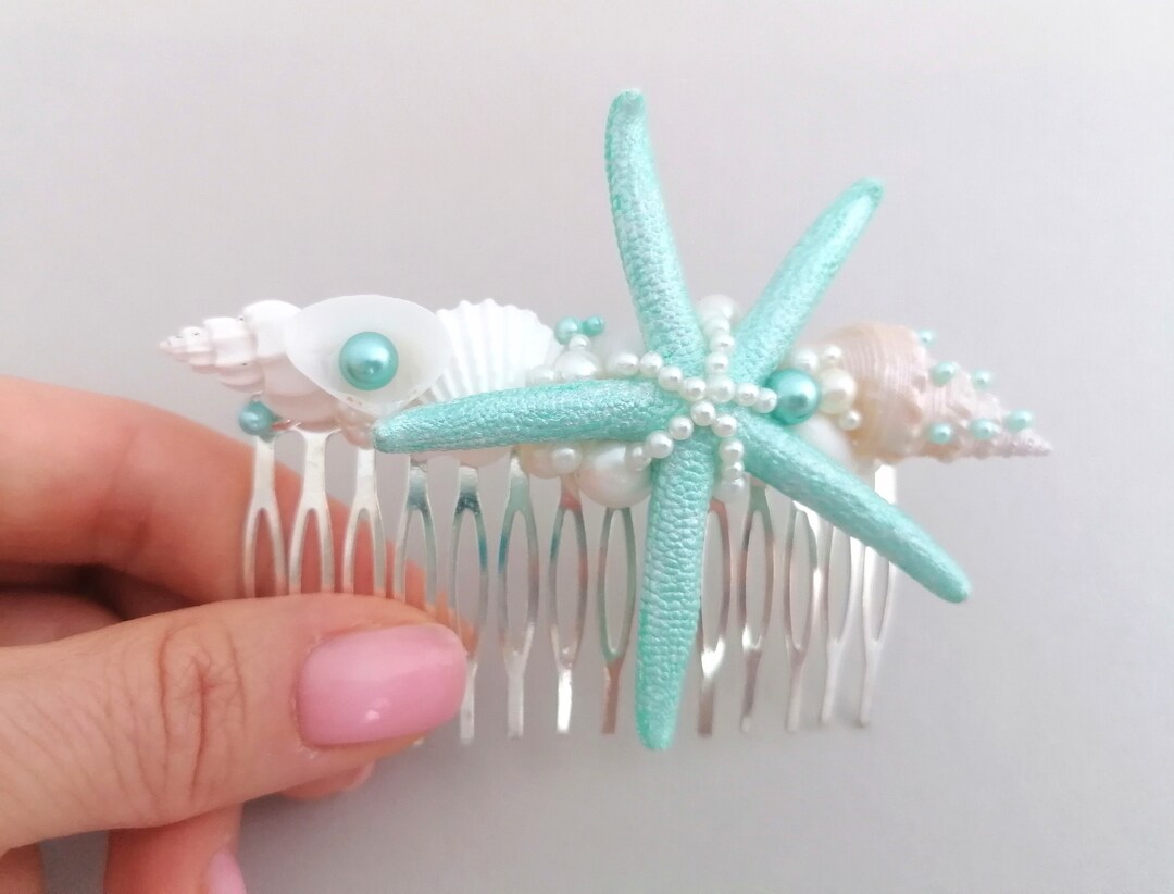 Shell Hair Comb,aqua Blue Beach Wedding Beach Hair Accessory,seashell ...