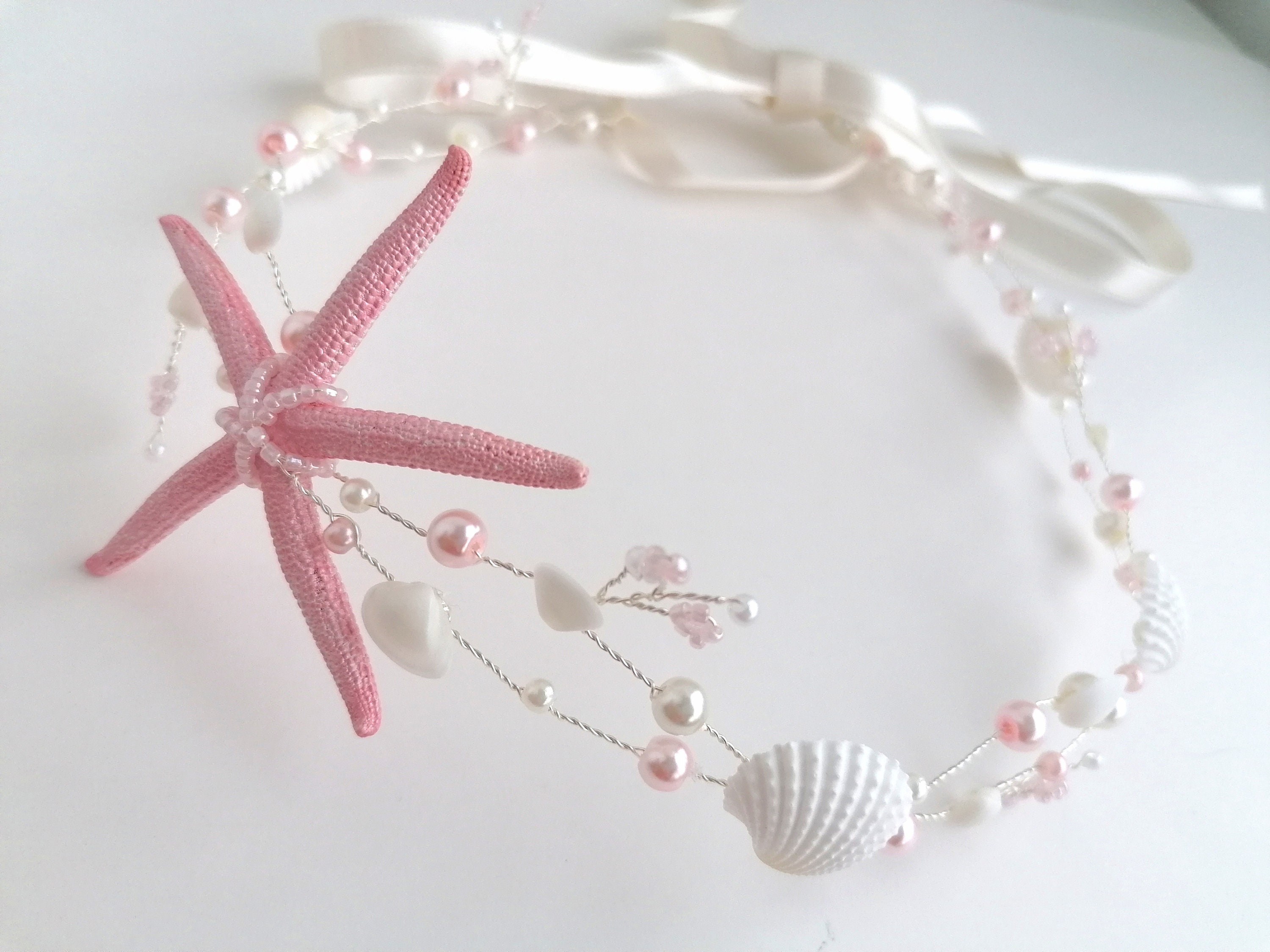 Pink Starfish Hair Vine, Beach Wedding Tiara, Seashell Headband - Etsy