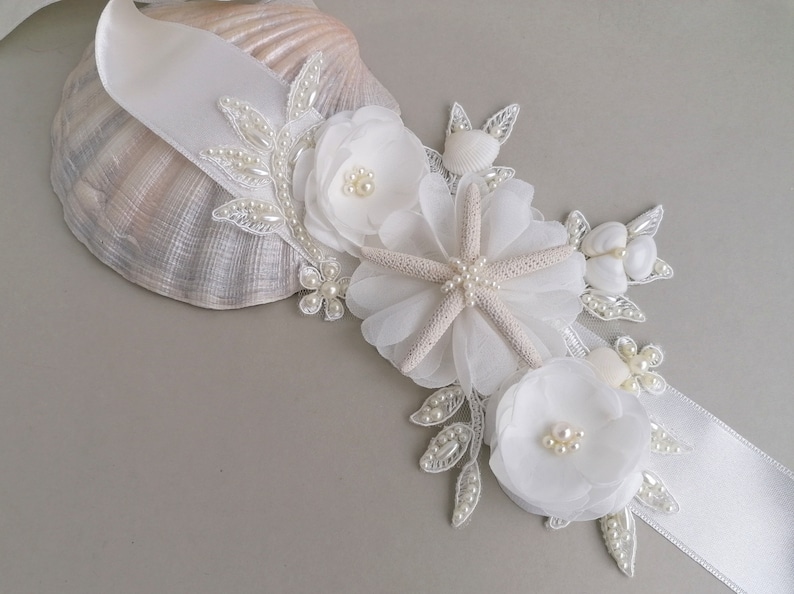 Beach Wedding Sash Shell Bridal Sash Bridal Sash Ivory | Etsy