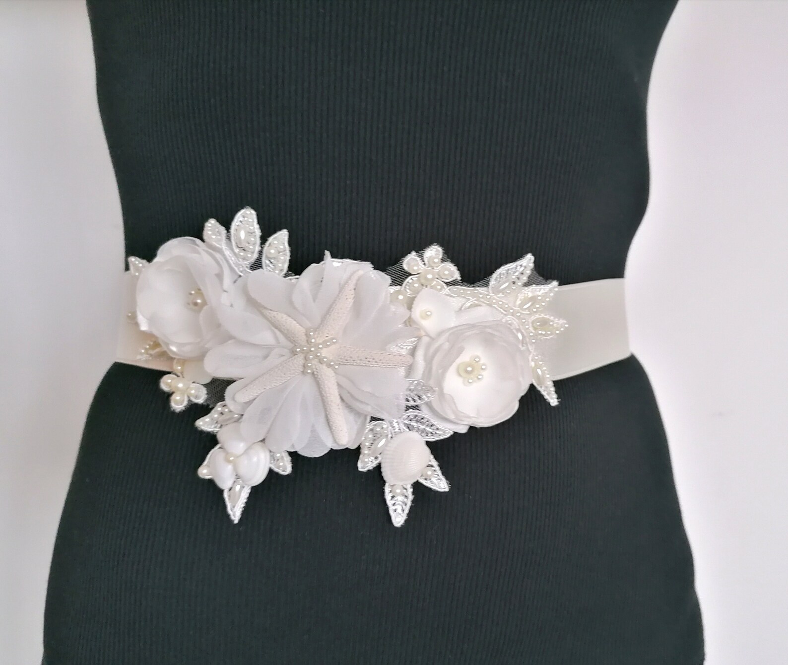 Beach Wedding Sash Shell Bridal Sash Bridal Sash Ivory | Etsy
