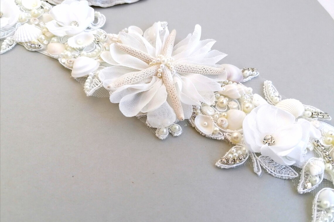 Beach Wedding Sash, Shell Bridal Sash, Bridal Dress, Ivory Belt ...