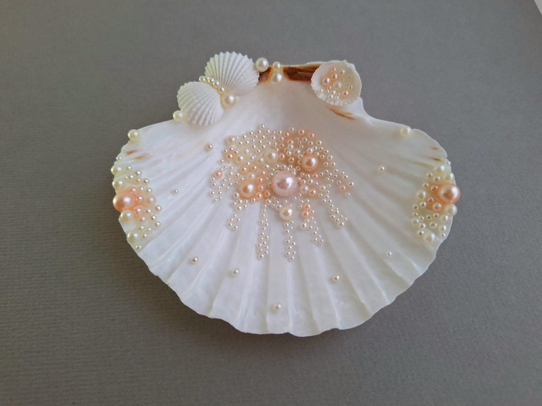 Seashell Ring Holder Beach Ring Holder, Seashell Ring , Beach Ring Bearer, Seashell Ring Pillow ...