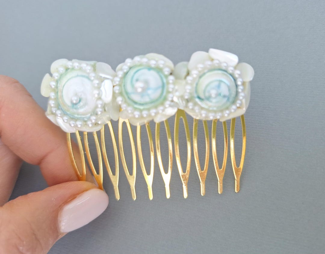 Turquoise Hair Comb ,beach Wedding Beach Hair Accessory, Seashell Hair ...