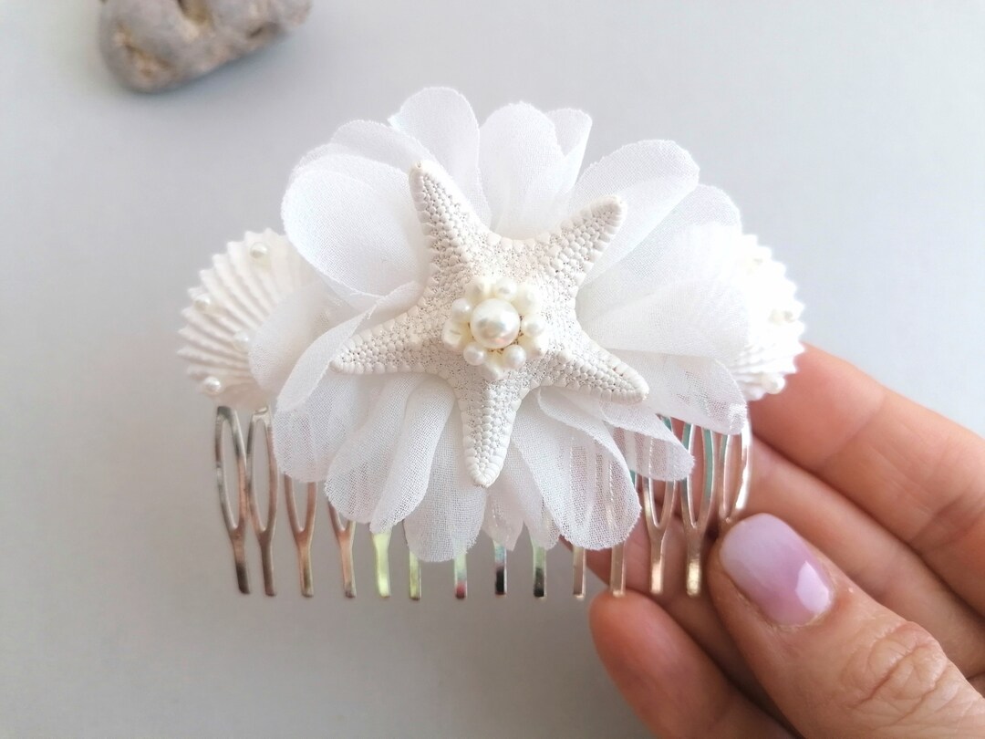 Starfish Hair Comb, Beach Wedding, Beach Hair Accessory, Seashell Hair ...