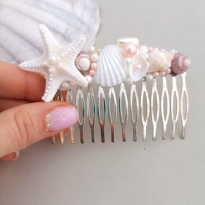 Pink Hair Comb, Nautical Wedding, Beach Hair Accessory, Seashell Hair ...