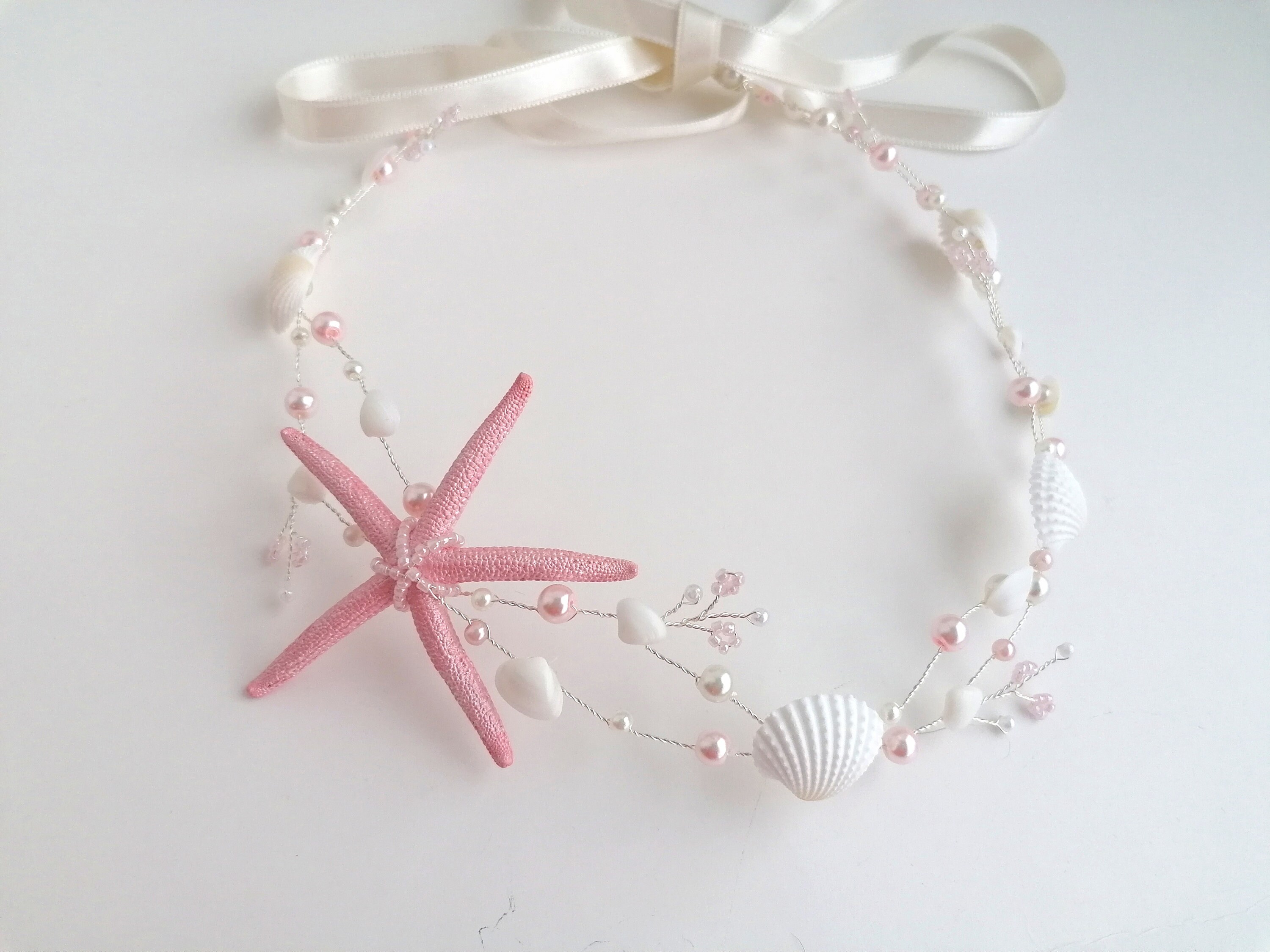 Pink Starfish Hair Vine, Beach Wedding Tiara, Seashell Headband - Etsy