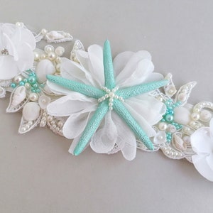 Shell Bridal Sash, Beach Wedding Sash,turquoise Sash,aqua Mint Belt ...