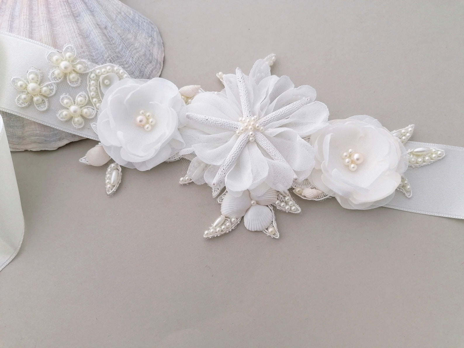 Beach Wedding Sash Shell Bridal Sash Bridal Sash Ivory - Etsy
