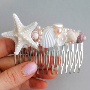 Pink Hair Comb, Nautical Wedding, Beach Hair Accessory, Seashell Hair ...