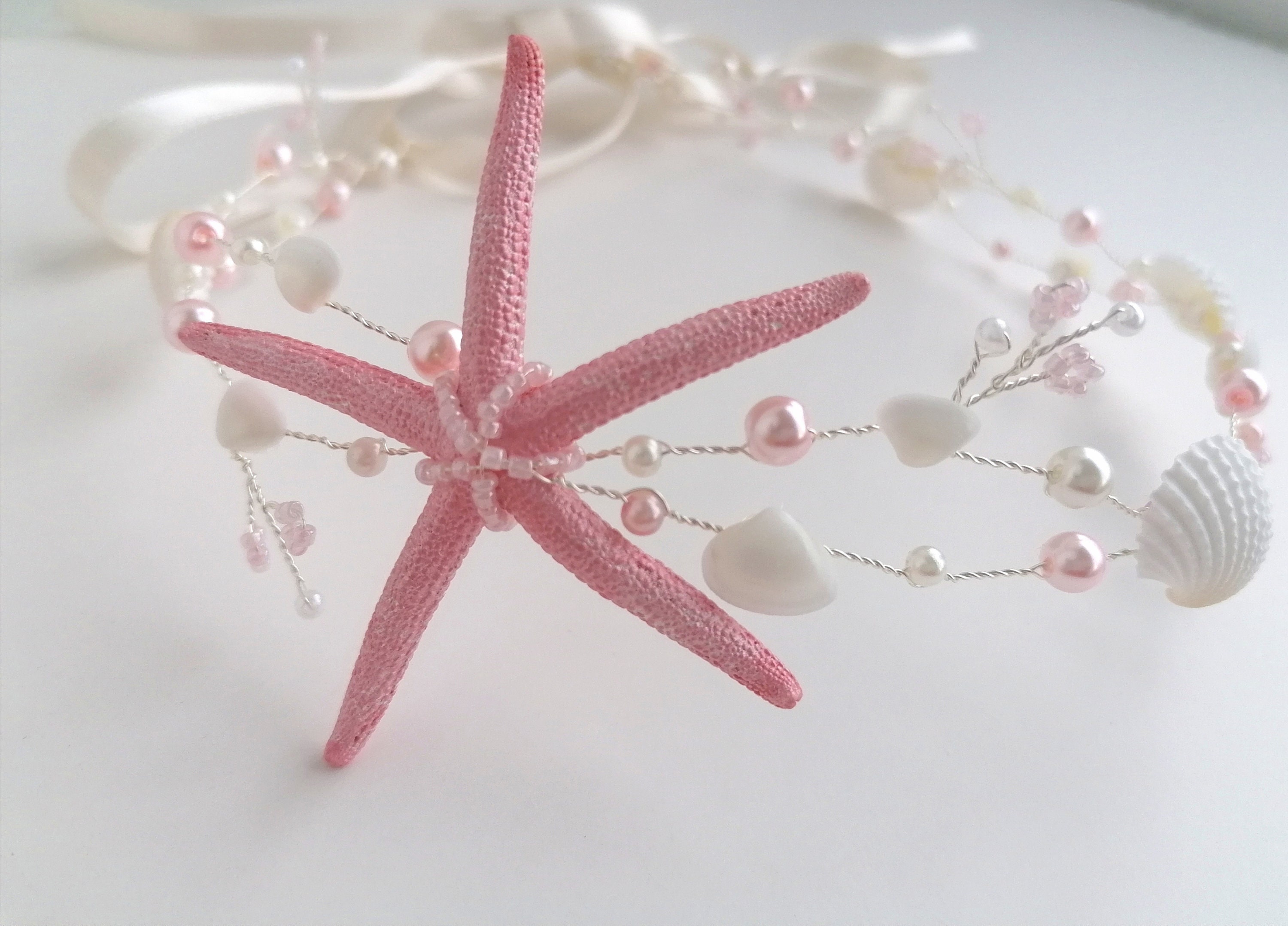 Pink Starfish Hair Vine, Beach Wedding Tiara, Seashell Headband - Etsy