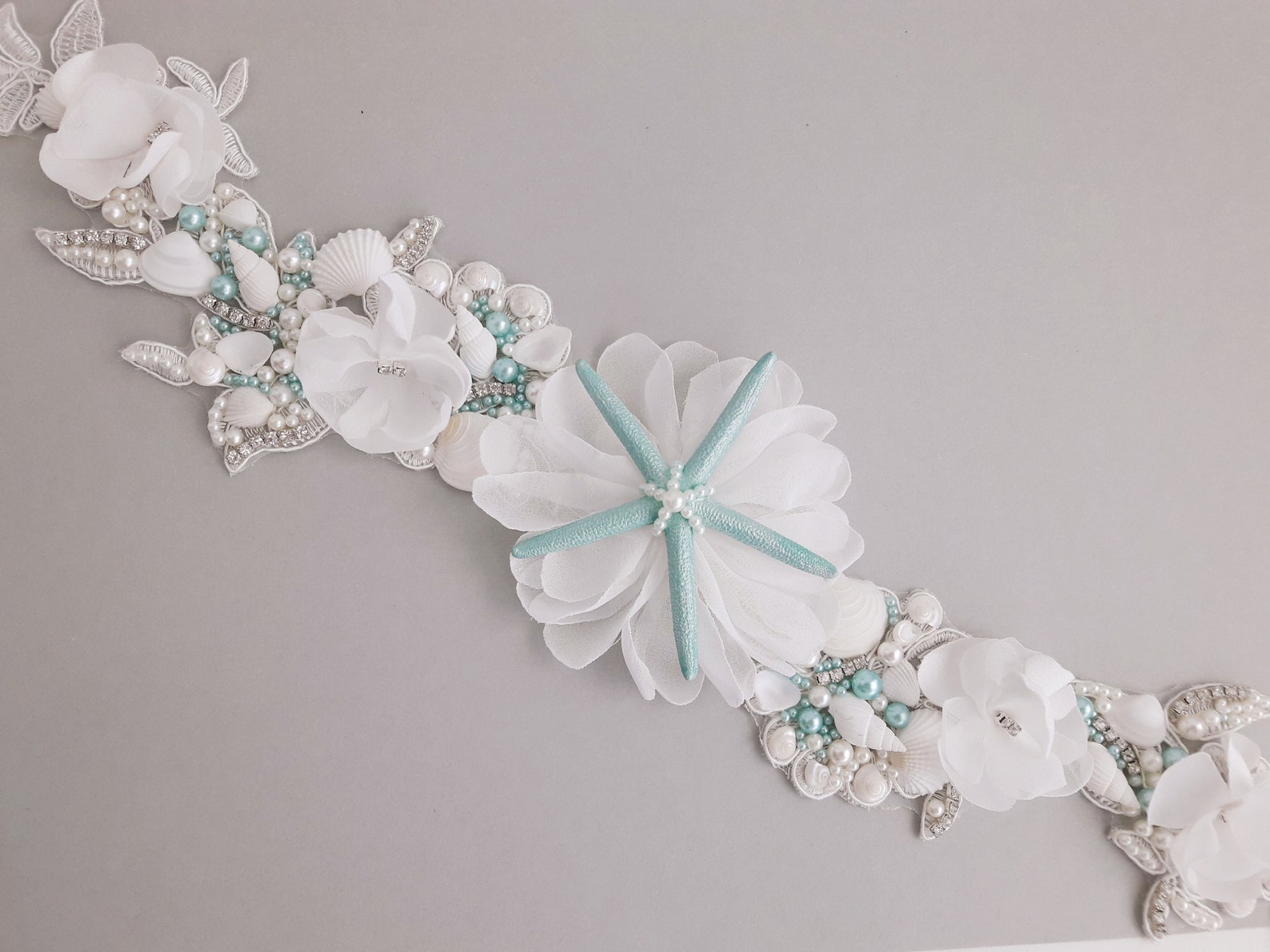 Shell Bridal Sash Beach Wedding Sashturquoise Sashaqua Mint | Etsy