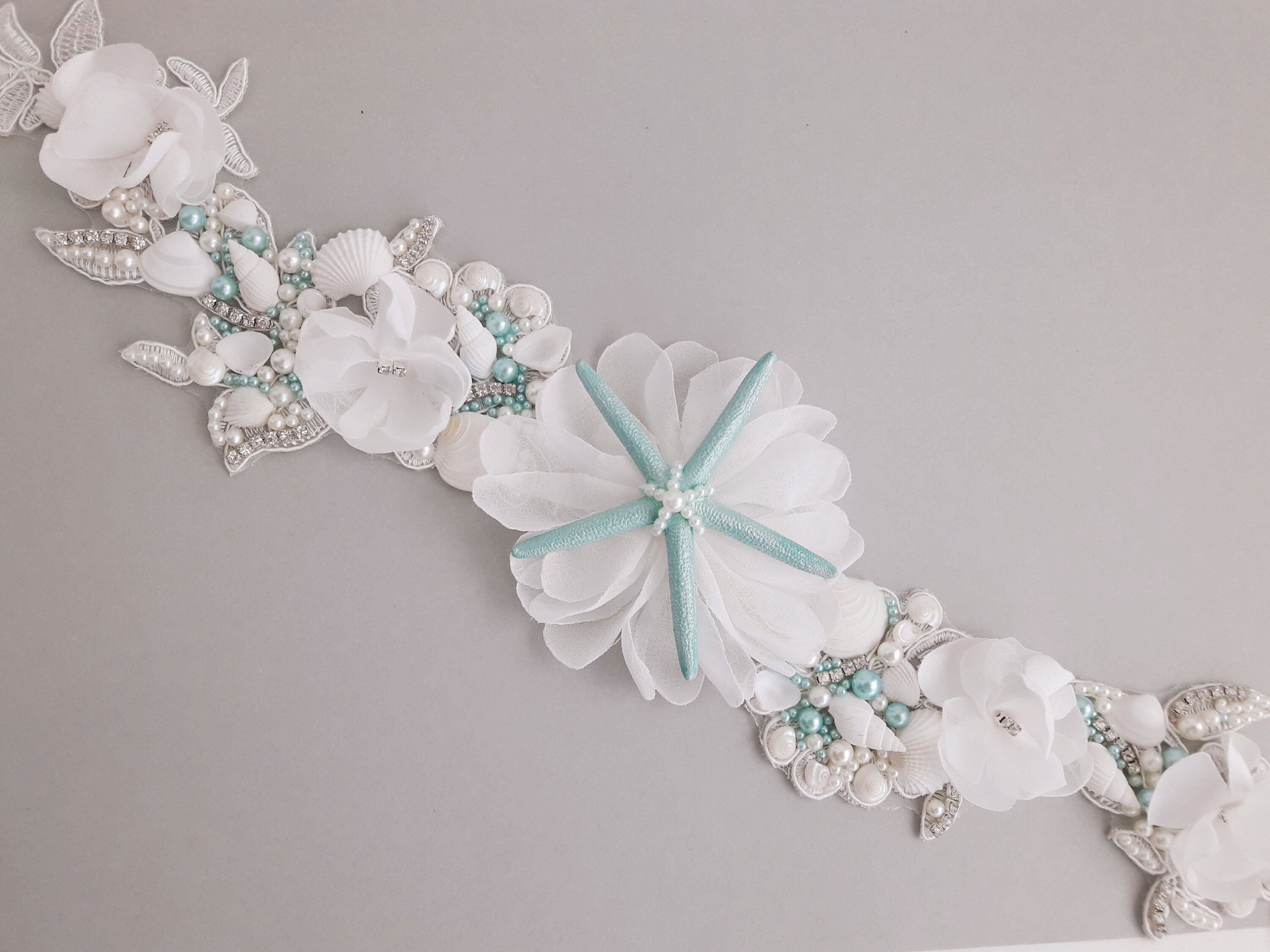 Shell Bridal Sash Beach Wedding Sashturquoise Sashaqua Mint - Etsy UK