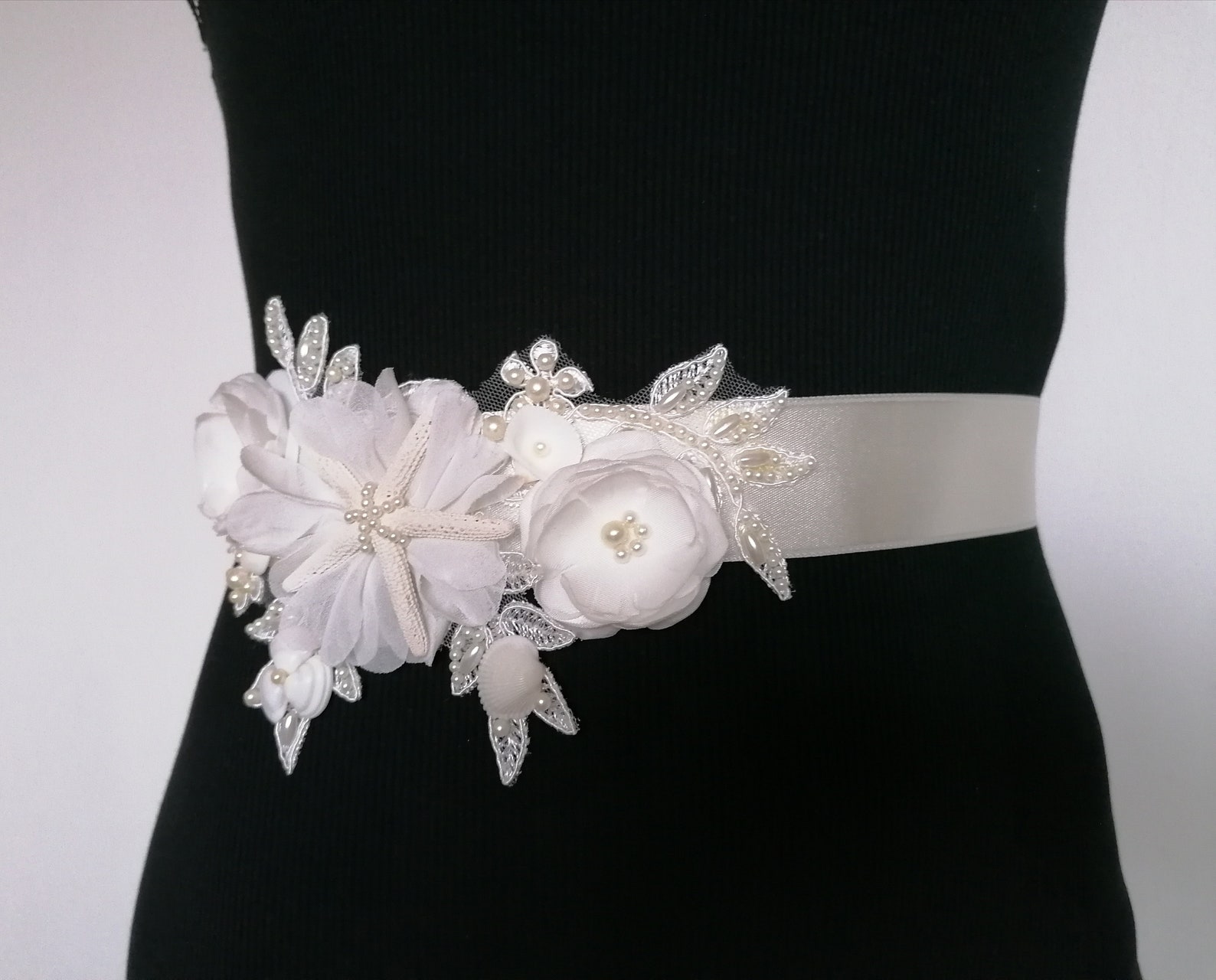 Beach Wedding Sash Shell Bridal Sash Bridal Sash Ivory - Etsy