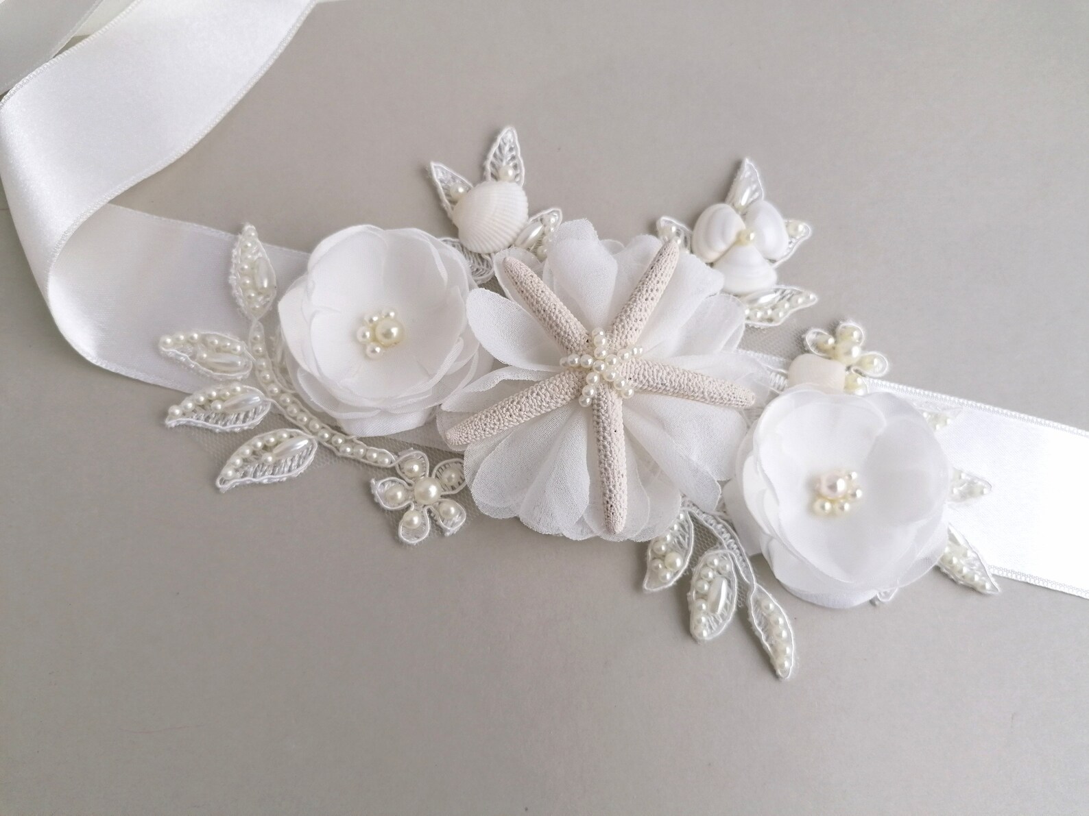 Beach Wedding Sash Shell Bridal Sash Bridal Sash Ivory | Etsy