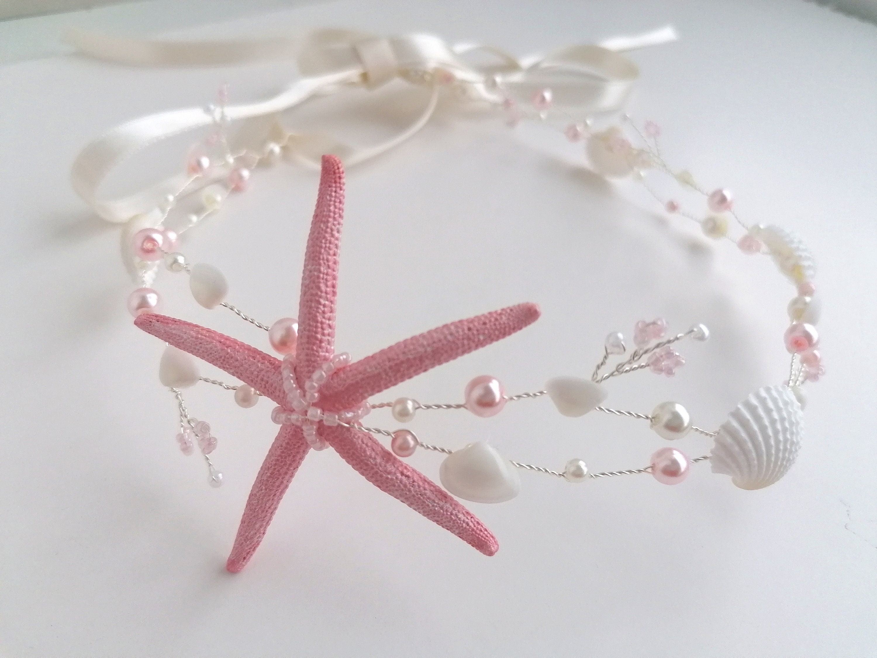 Pink Starfish Hair Vine, Beach Wedding Tiara, Seashell Headband - Etsy