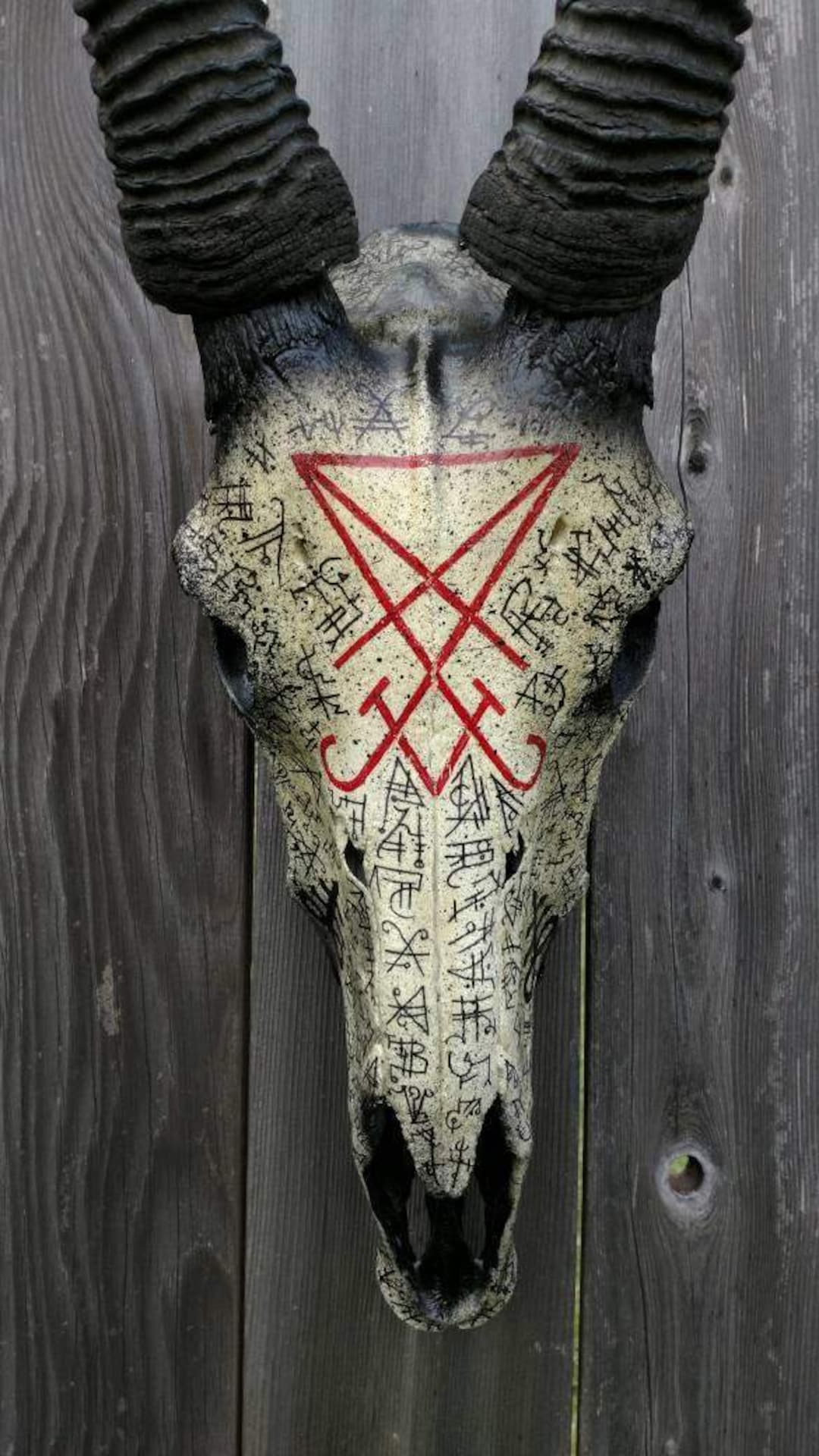 CUSTOM ORDER - Hand Inked Painted Occult Oryx Skull Bone Taxidermy - Etsy