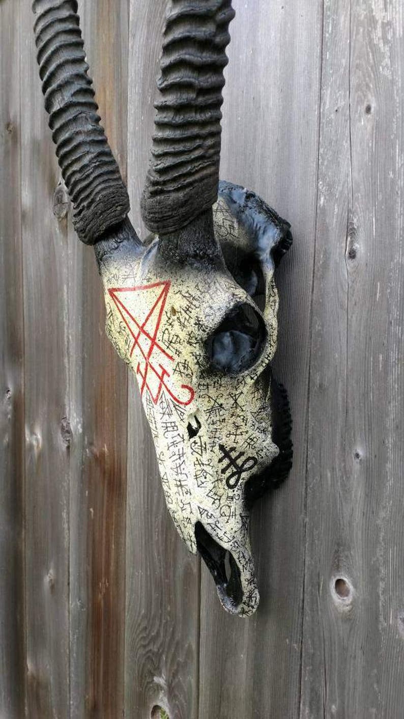 CUSTOM ORDER - Hand Inked Painted Occult Oryx Skull Bone Taxidermy - Etsy