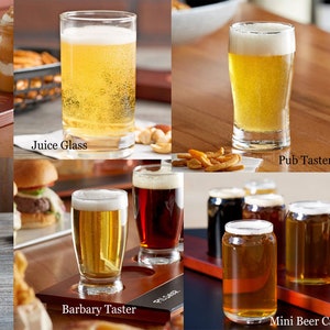 Beer Flight With 4 Glasses - Wood With Mahogany Finish, Choice of Glass ...