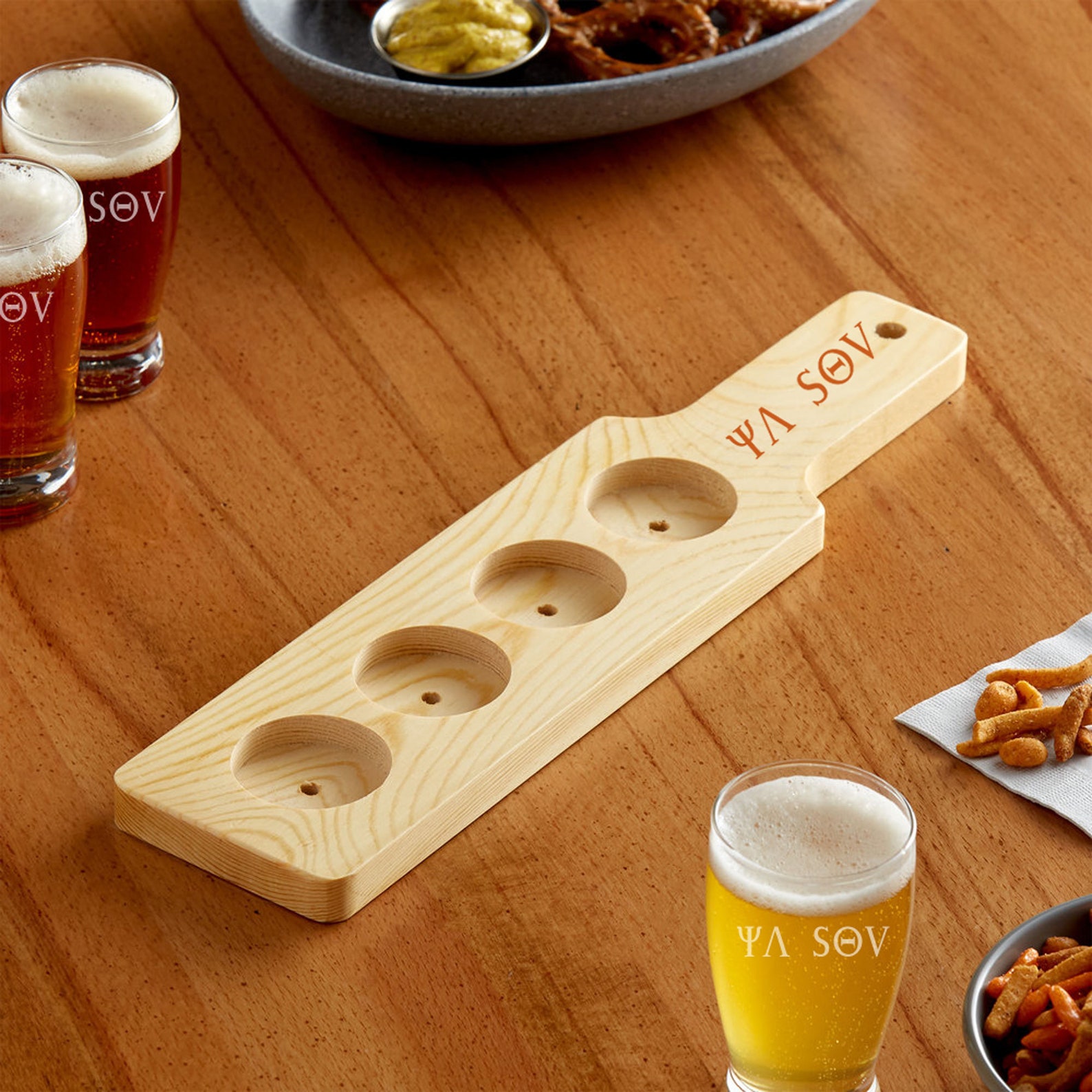Flight Paddle With 4 Glasses - Wood With Natural Finish, Choice of ...