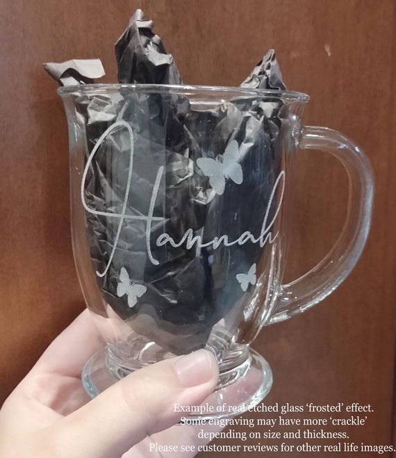 Glass Coffee Mug 12 Oz. Personalized Engraved Laser Etched Monogram Initials or Inscription Etsy UK