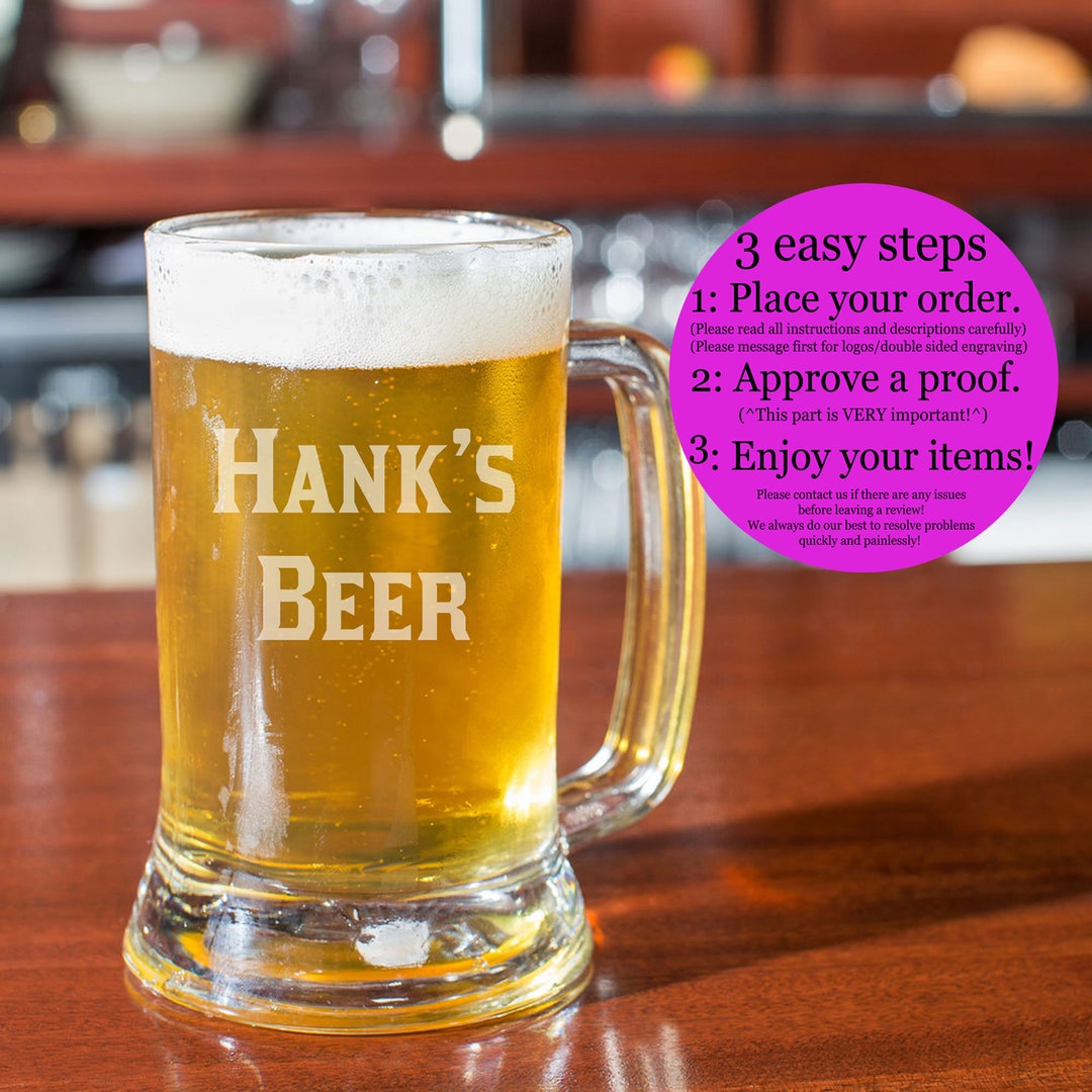 Beer Mug, 16 Oz. - Personalized, Engraved, Laser Etched - Monogram ...