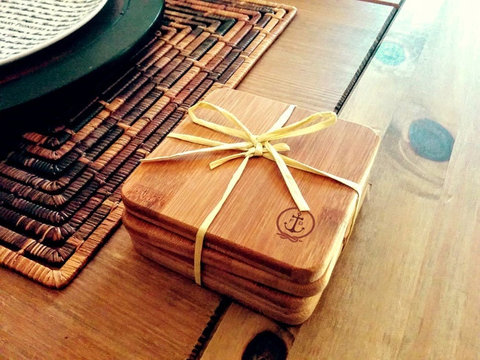 Bamboo Coasters, Set of 6 With Holder - Personalized, Engraved, Laser ...