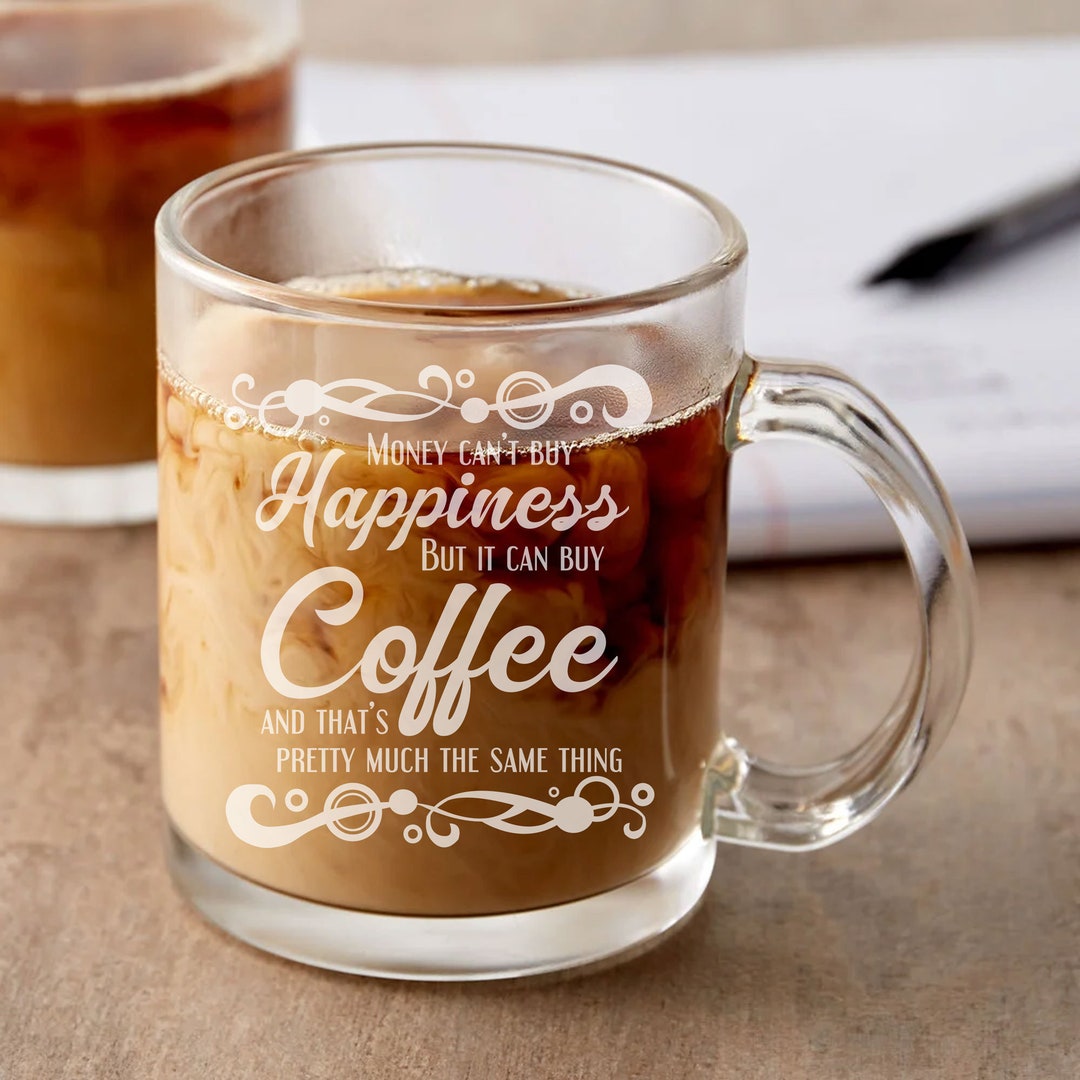 Glass Coffee Mug, 12 Oz. - Personalized, Engraved, Laser Etched ...