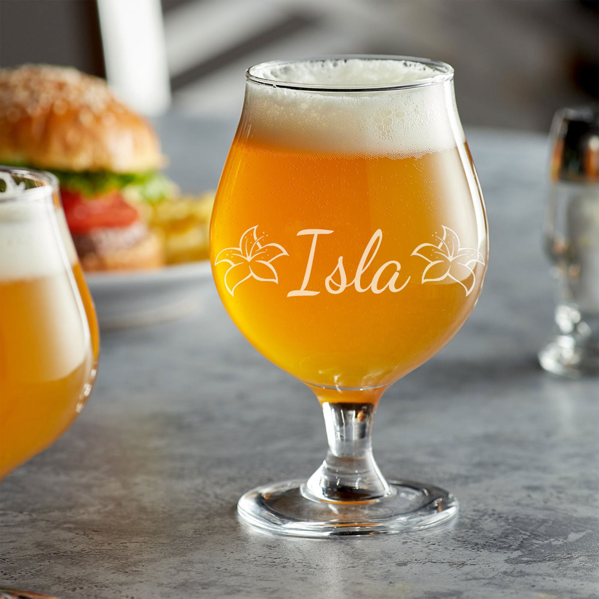 Custom Beer Glass, 16 Oz Belgian Tulip - Personalized, Engraved, Laser ...