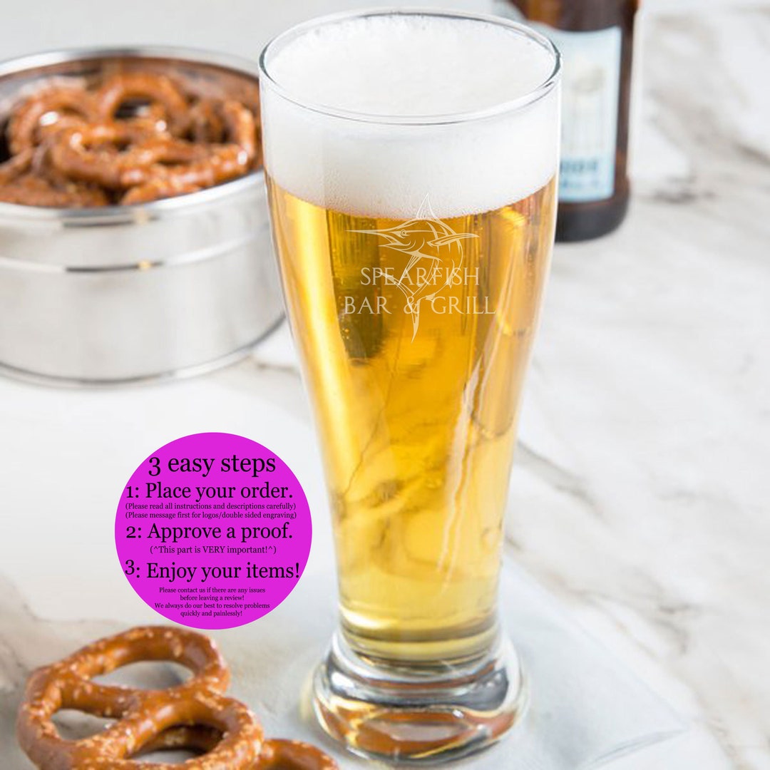 Pilsner Beer Glass, 16 Oz - Personalized, Engraved, Laser Etched ...
