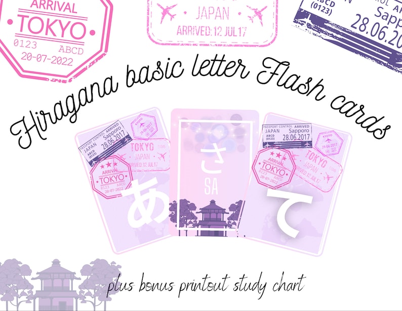Beginner Basic Hiragana Flashcard Set Sakura Passport Pink - Etsy