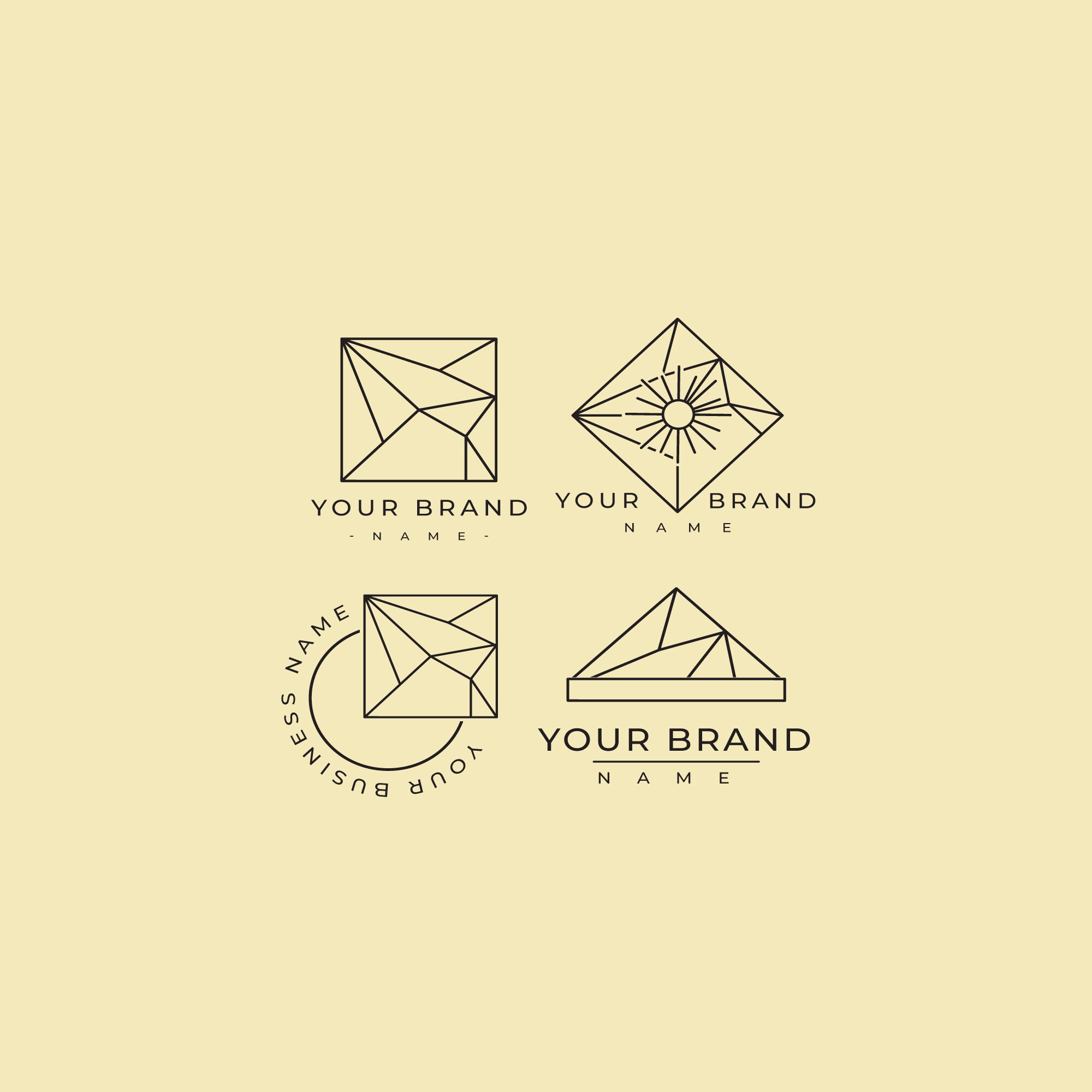 4 Pack Custom Modern Geometric Logo Designs - Ai Vector File and Canva ...