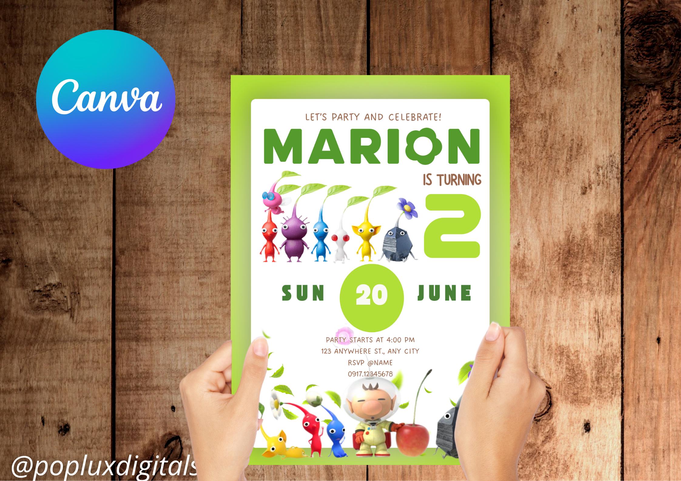 Editable Pikmin Birthday Invitation | Pikmin Party Invite | Gamer ...