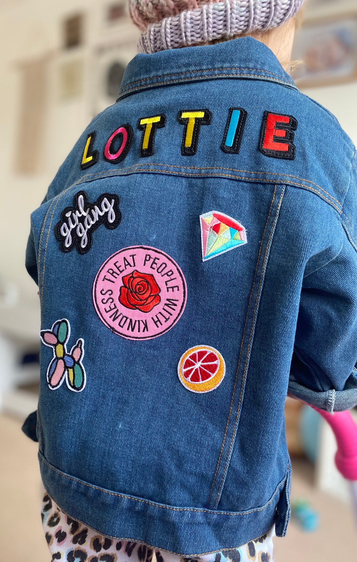 Personalised custom denim jacket kids unisex patch white | Etsy
