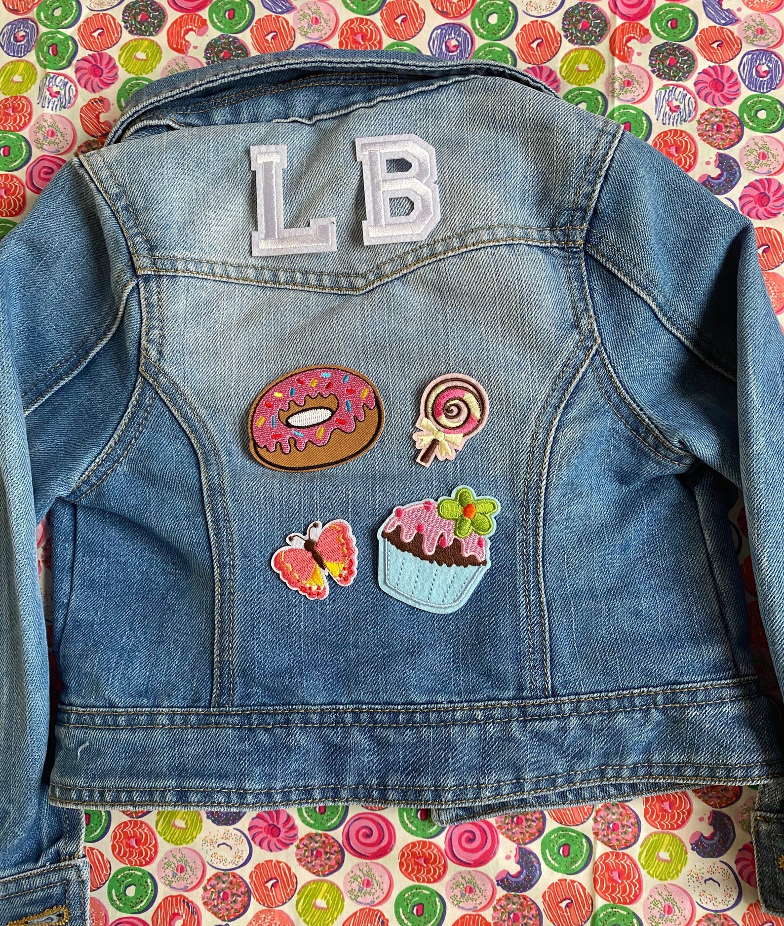 Personalised custom denim jacket kids unisex patch white | Etsy