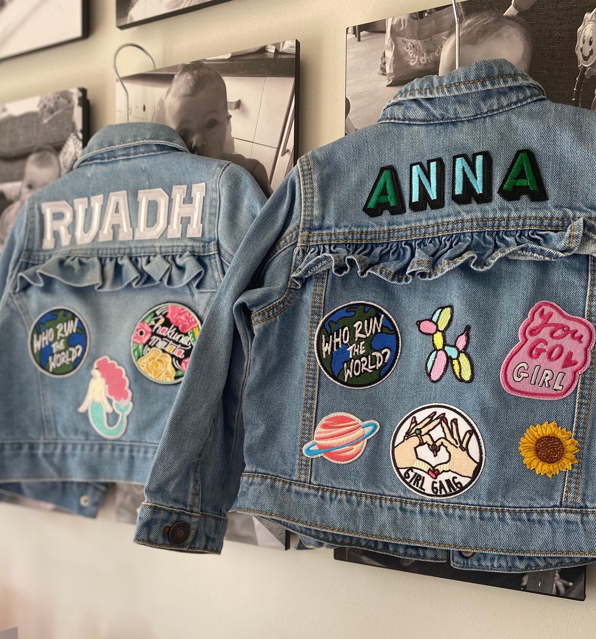 Personalised Custom Denim Jacket Kids Unisex Patch - Ruffle Frill Back ...