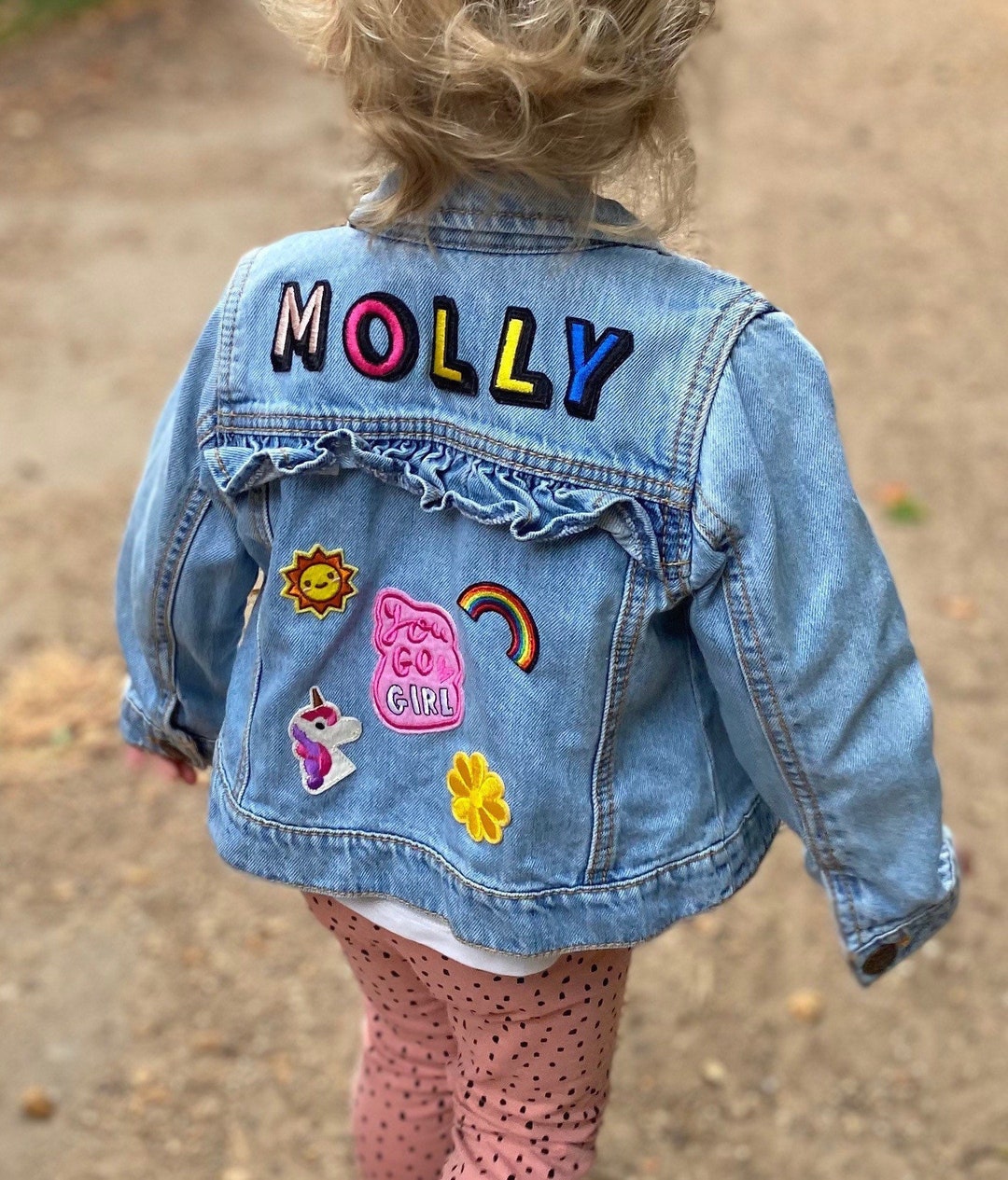 Personalised Custom Denim Jacket Kids Unisex Patch - Ruffle Frill Back ...