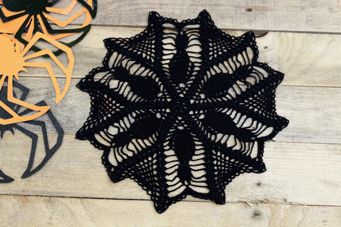 Crochet Black Cat Doily Black Cat Decor Gift for Cat | Etsy