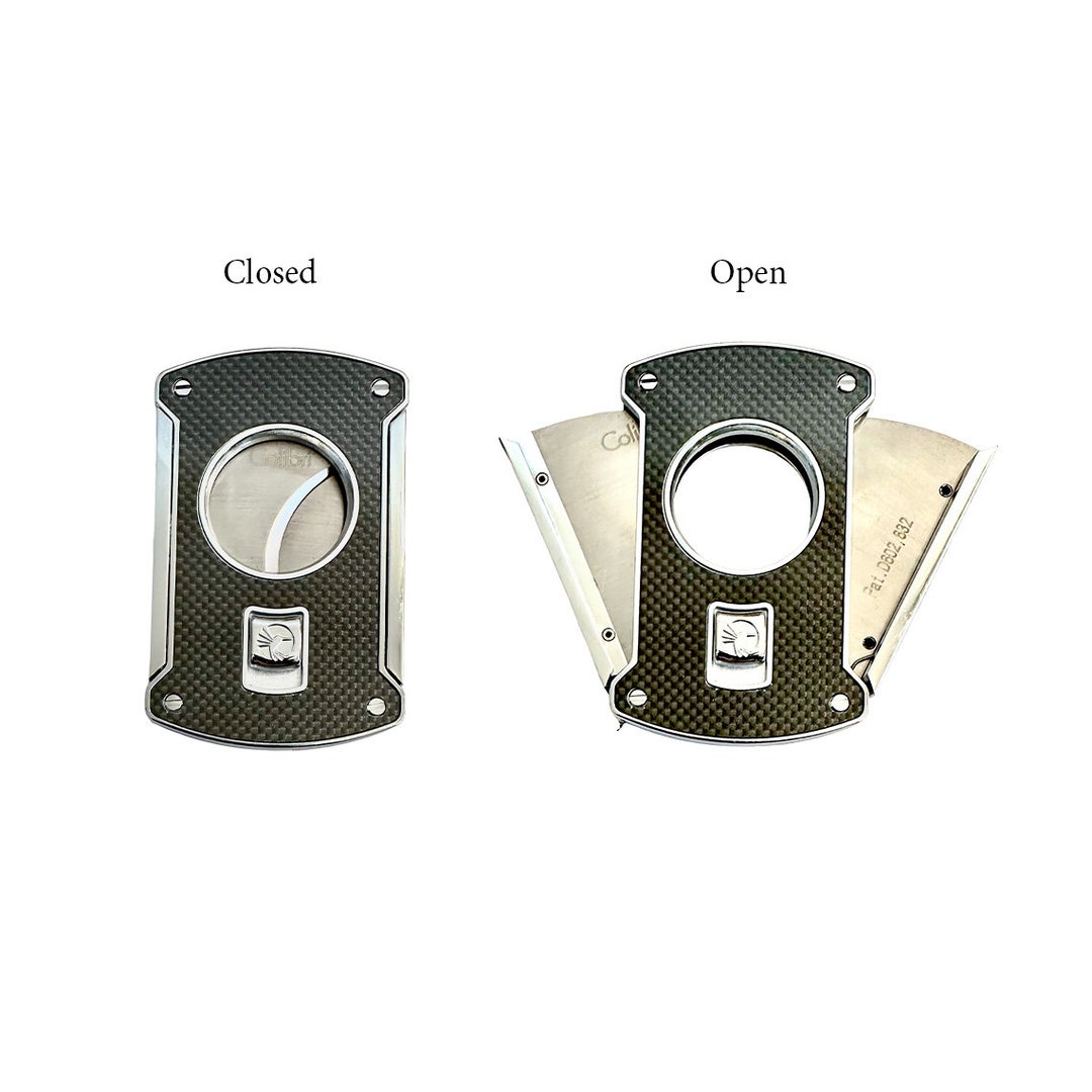 Colibri Cigar Cutter Engraved, Black Carbon Fiber Cigar Cutter ...