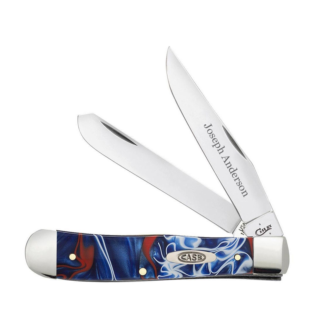 Case Knife Engraved, Case Patriotic Kirinite Trapper Pocket Knife ...