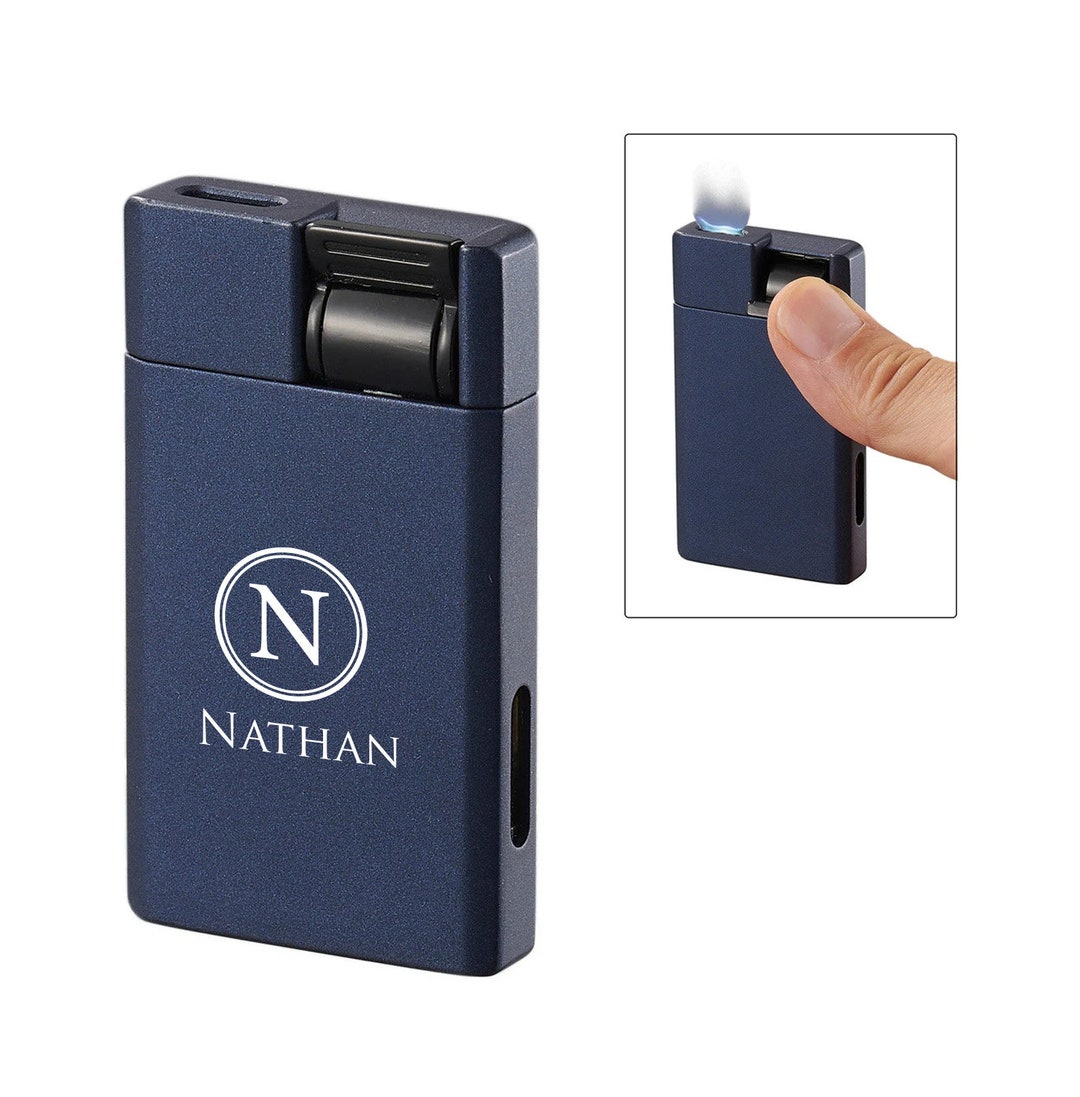 Cigars Lighter Engraved, Flat Flame Torch Lighter Blue Matt Butane ...
