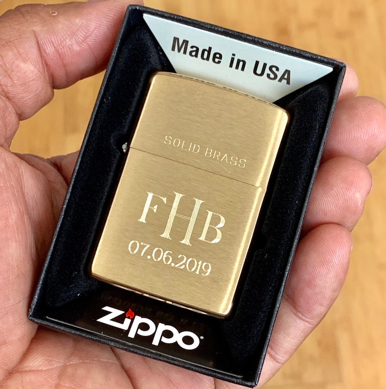 Genuine Zippo Lighter Personalized solid Brass | Etsy