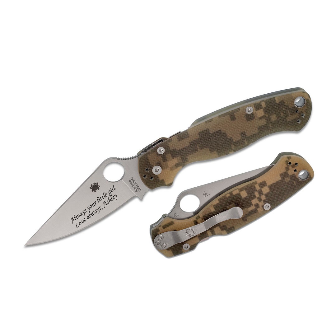 Custom Engraved Spyderco Pocket Knife: Paramilitary 2, 3.42" CPM-S45VN ...